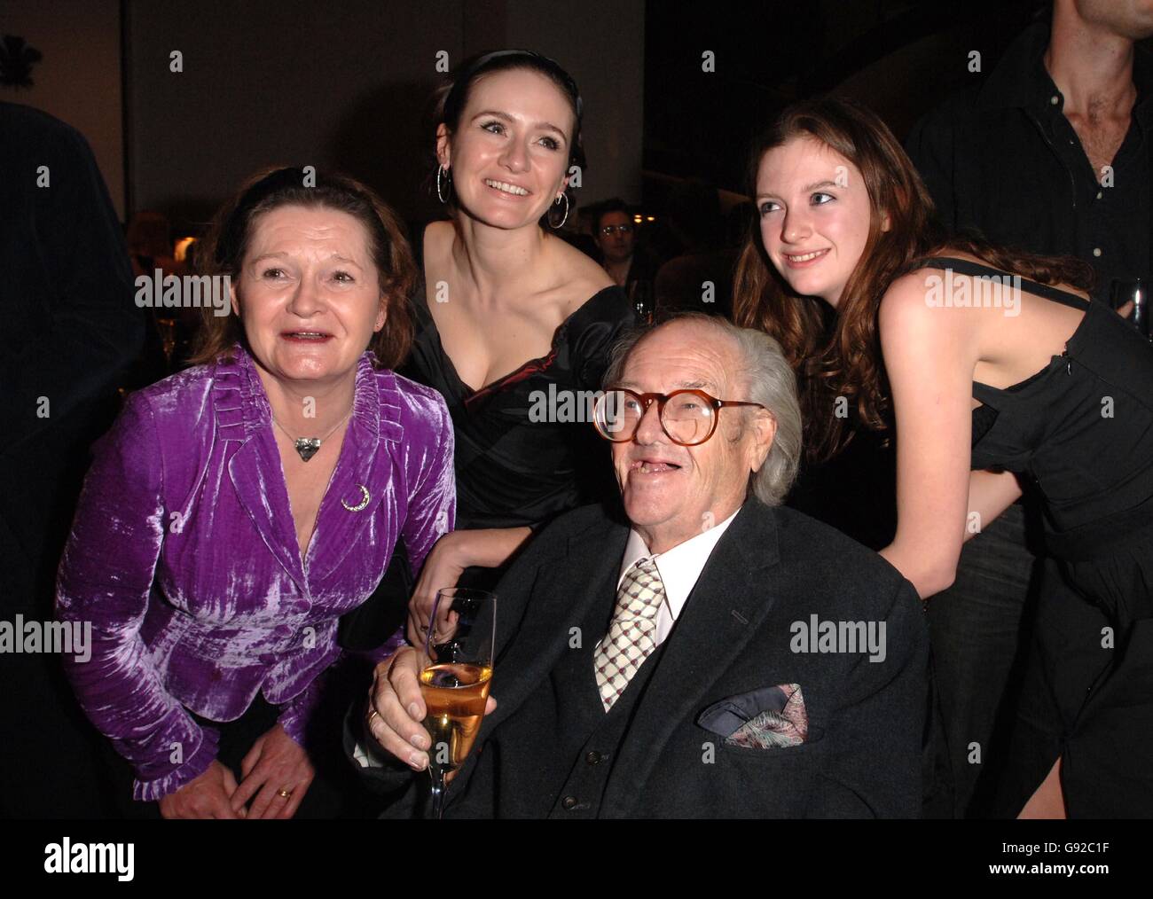 Emily Mortimer (2nd left) arrives with her father, Sir John Mortimer QC ...