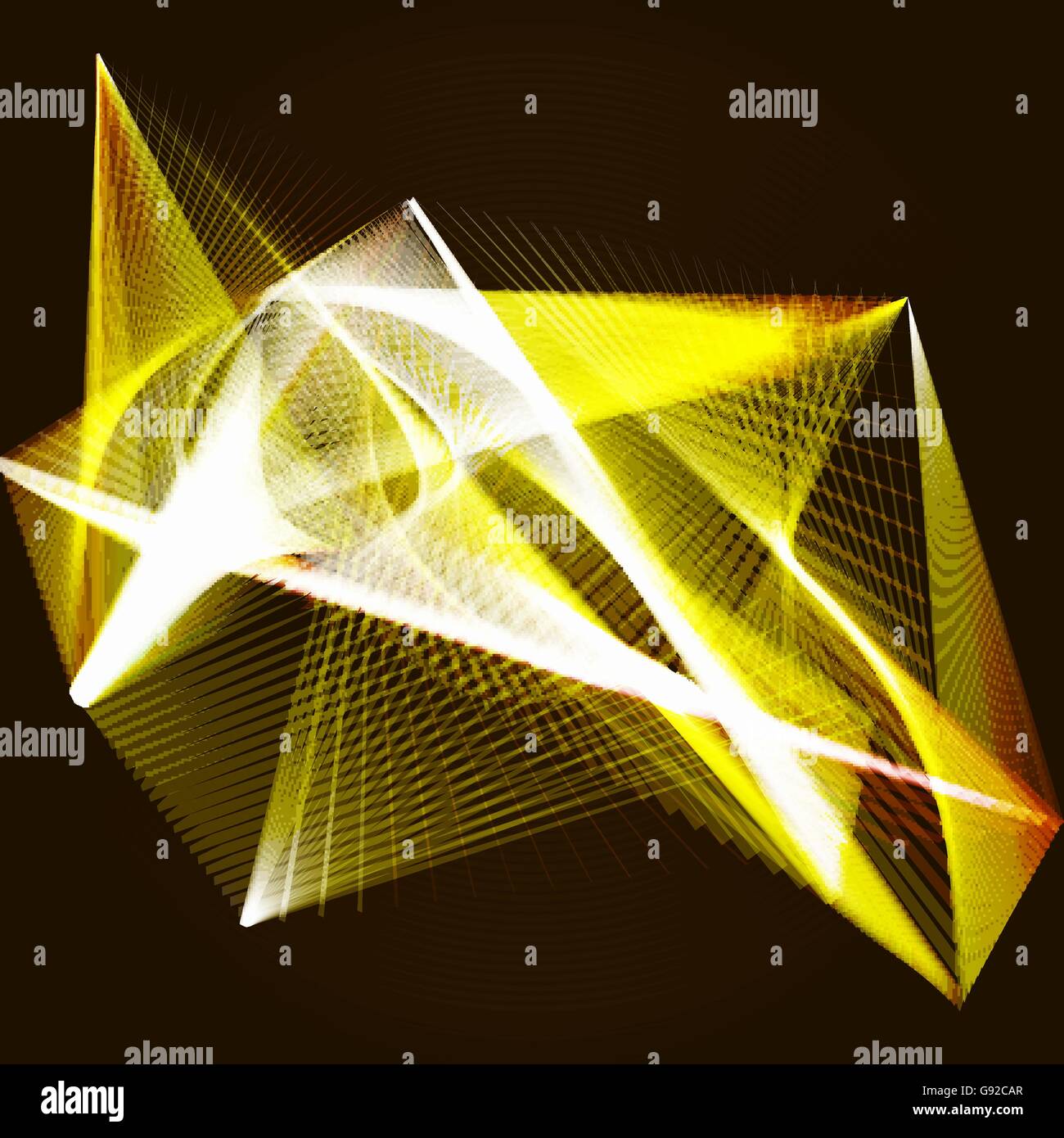 Lines shapes lighting abstract on golden dark background. Vector ...