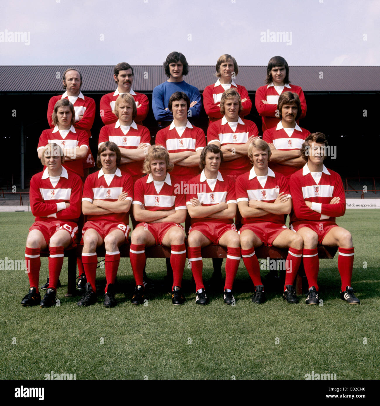 (back row l-r) Nobby Stiles, John Craggs, Jim Platt, Bill Gates, Alan ...