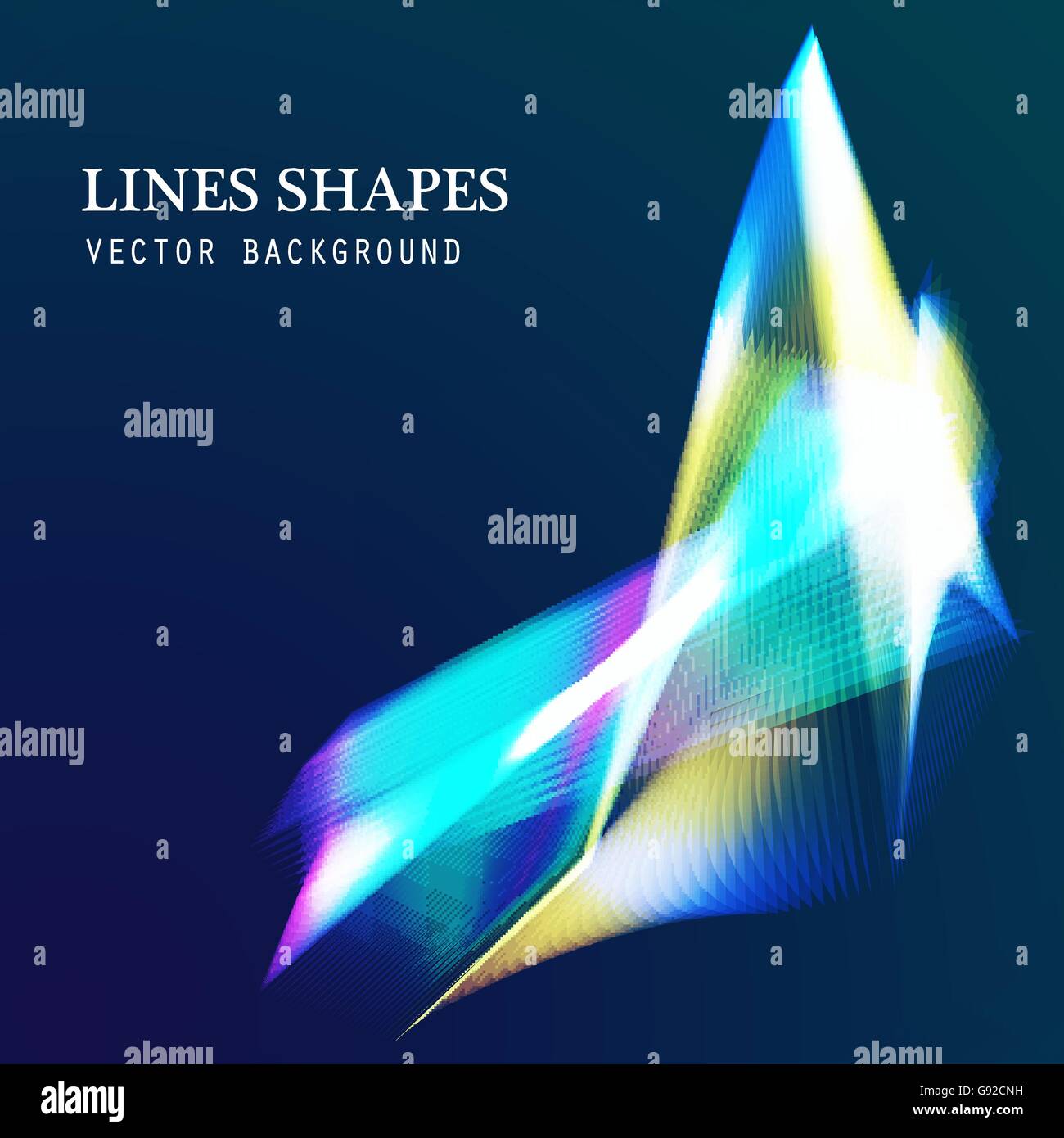 Lines shapes light abstract on blue dark background. Vector expanding ...