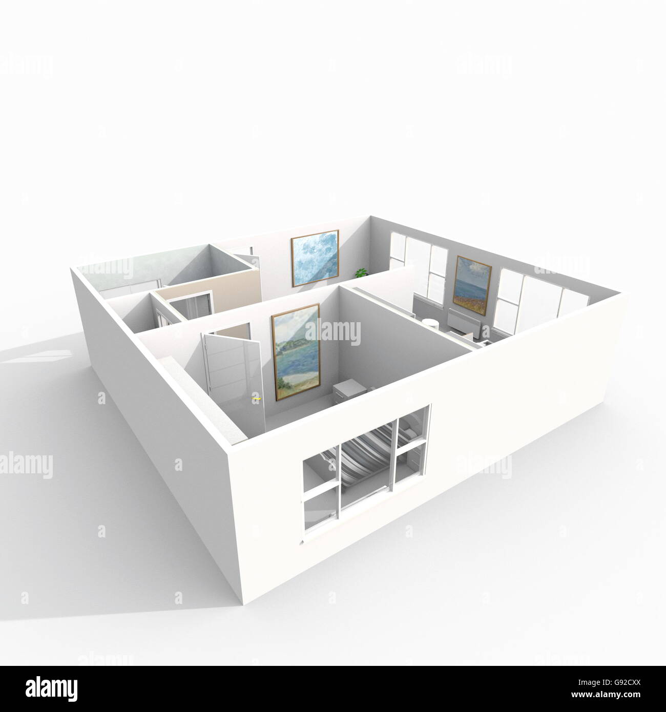 3d interior rendering perspective view of furnished home apartment ...