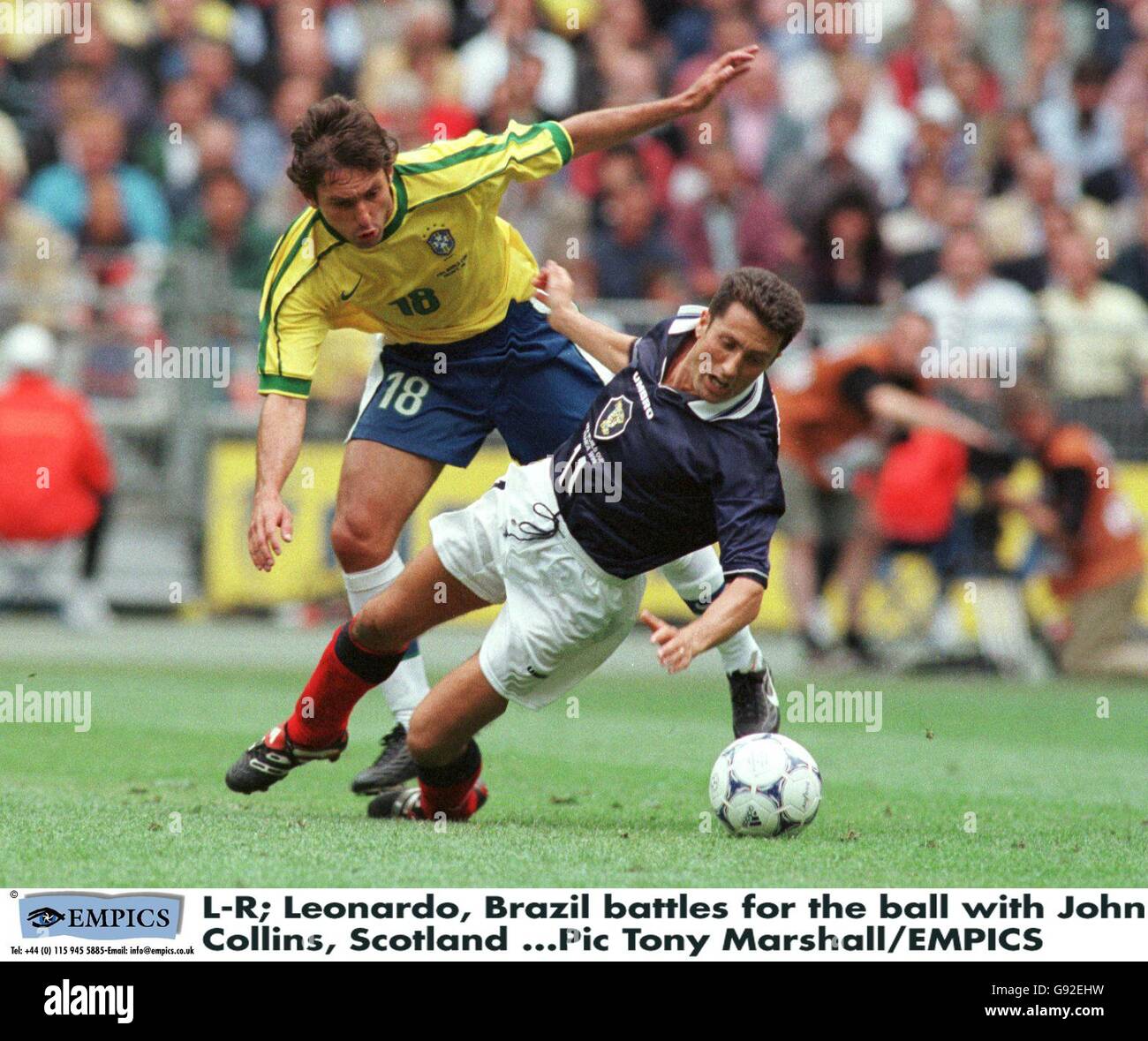 Soccer - World Cup France 98 - Group A - Brazil v Scotland Stock Photo ...
