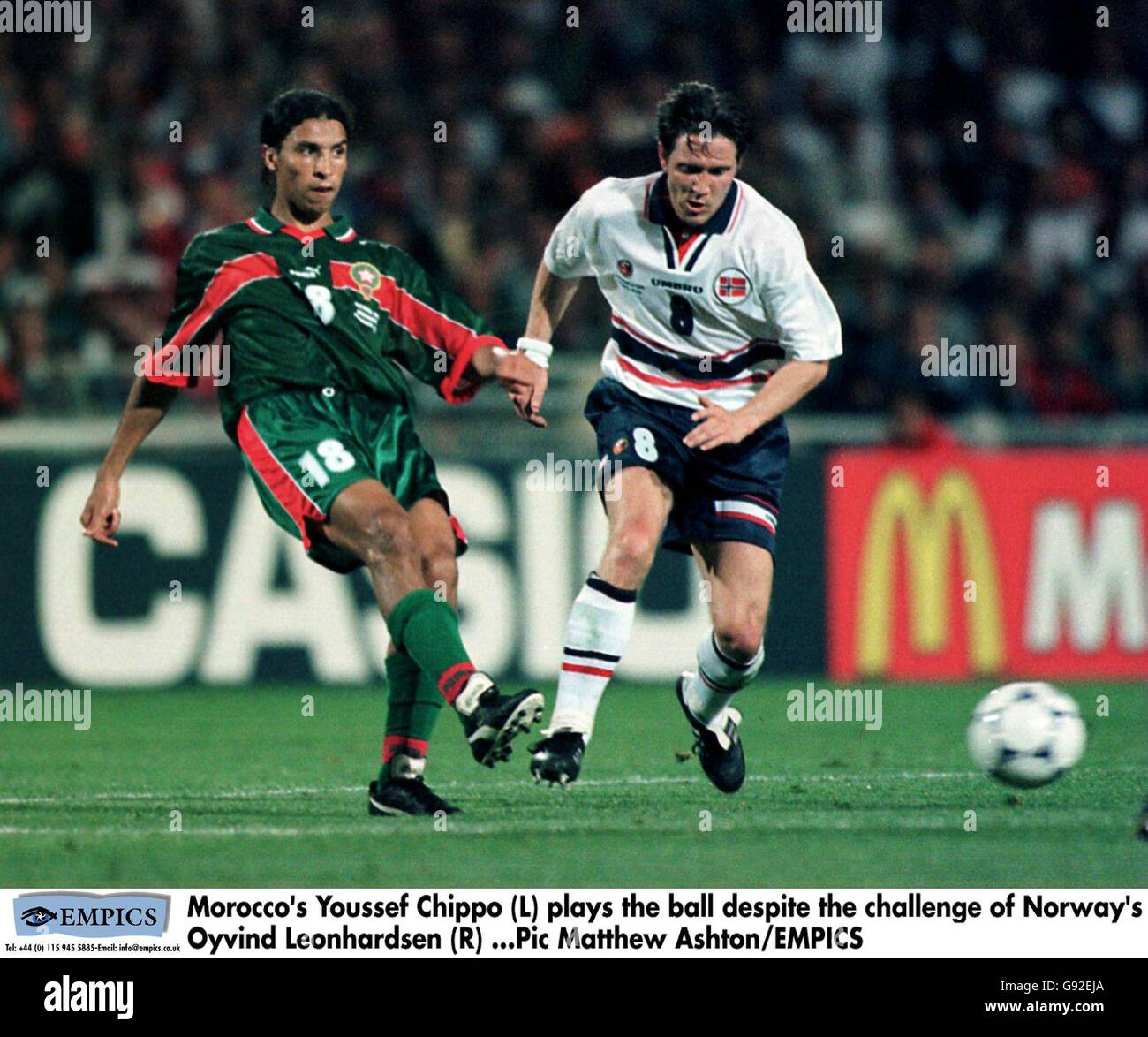 Soccer - World Cup France 98 - Group A - Morocco v Norway. Morocco's ...