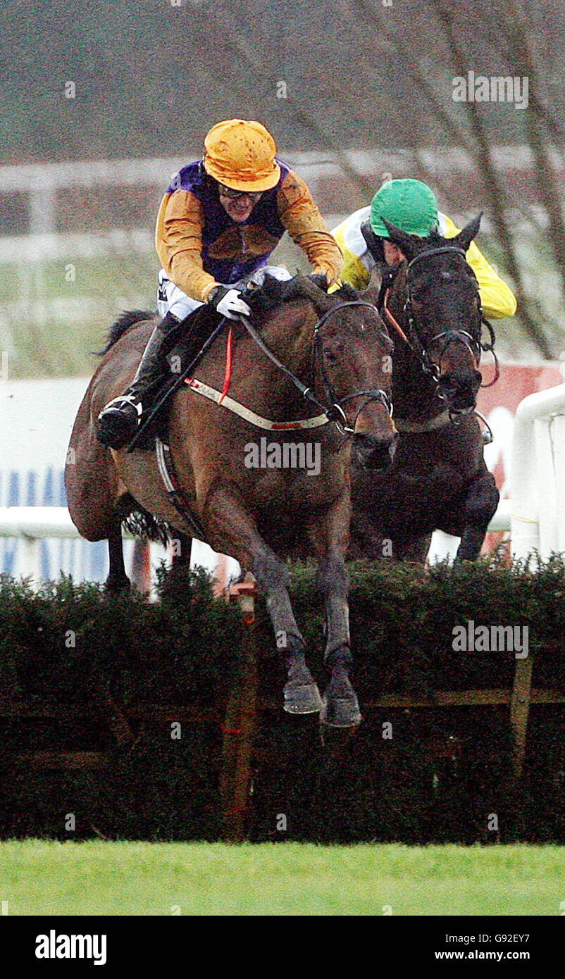 Brave Inca and jockey Tony McCoy over takes Newmill and jockey Andrew ...