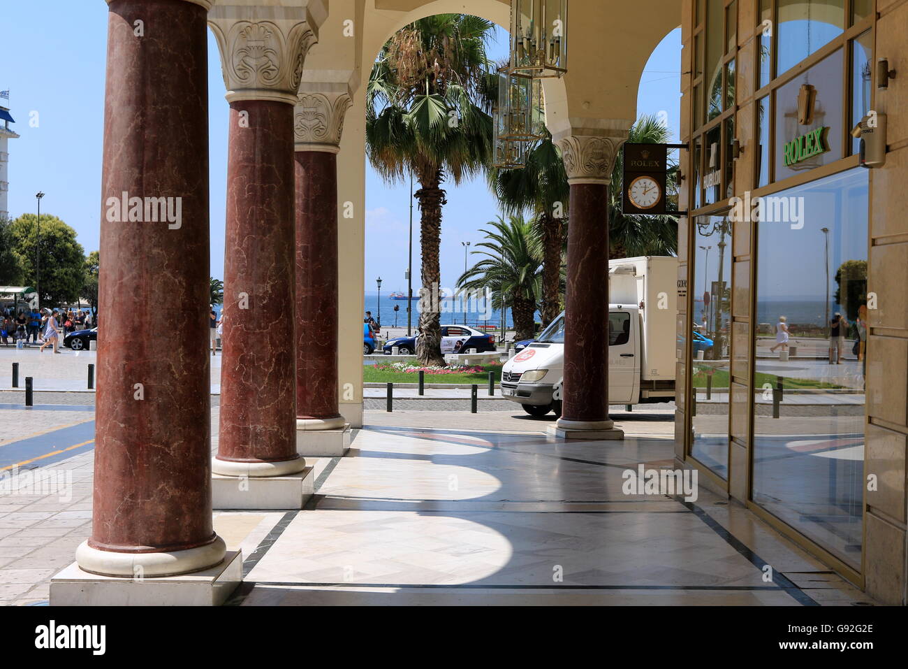 Arcade at Aristotelous Square,in the northern Greek city of ...
