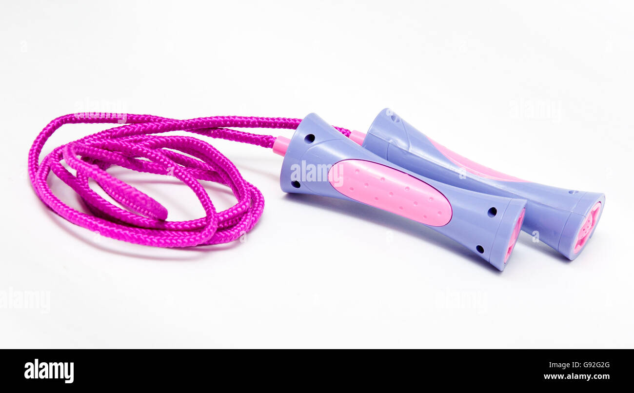 Pink Skipping Rope Isolated on White Stock Photo - Alamy