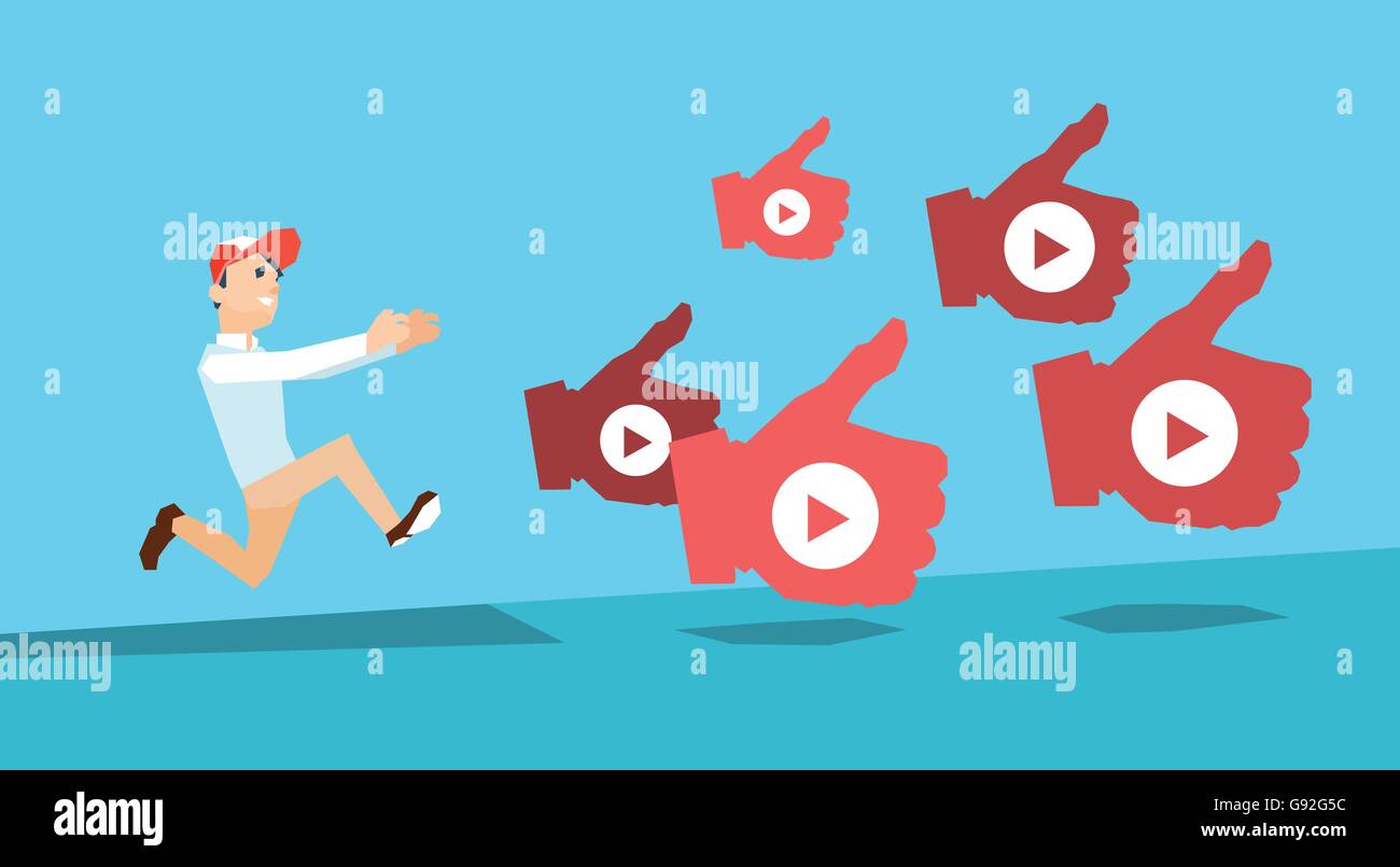 Popular Video Blogger With Like Thumb Up Stock Vector Image & Art - Alamy
