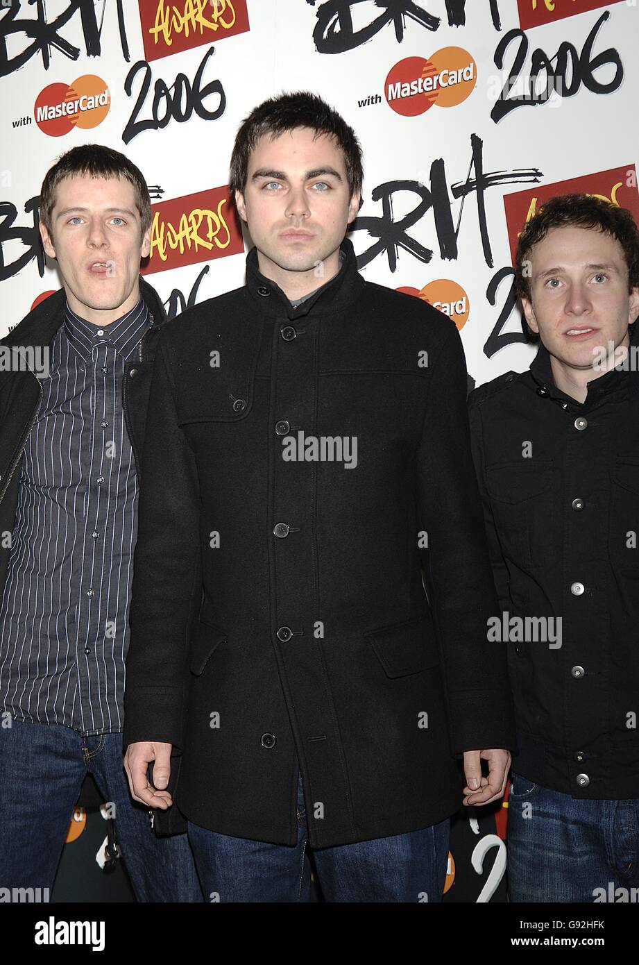 Hard-Fi arriving at the BRIT Awards 2006 shortlist announcement Stock ...