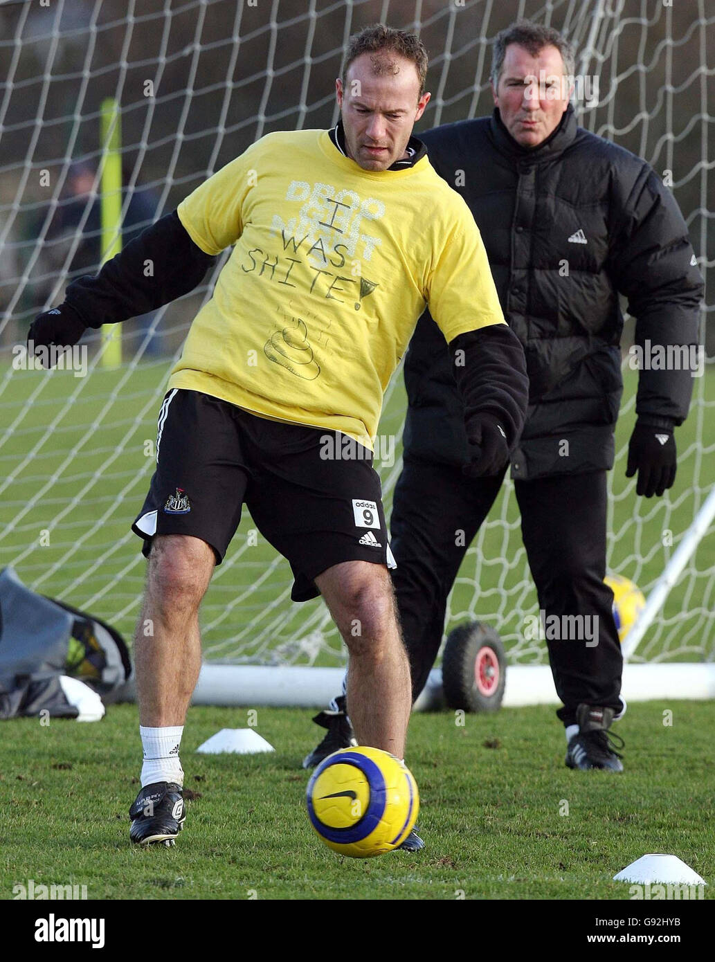 Newcastle manager alan during training session at st james park hi-res ...