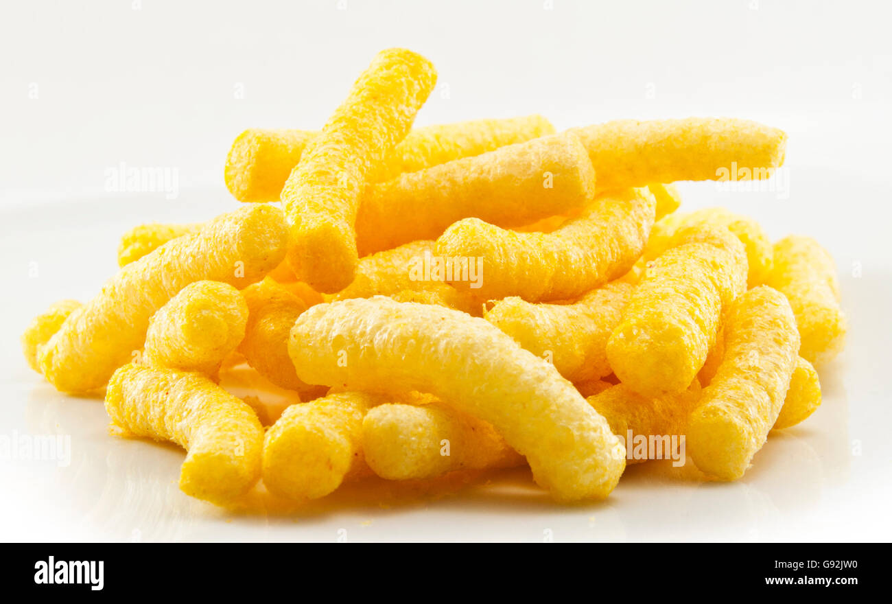 Puff Snacks Isolated on White Stock Photo - Alamy