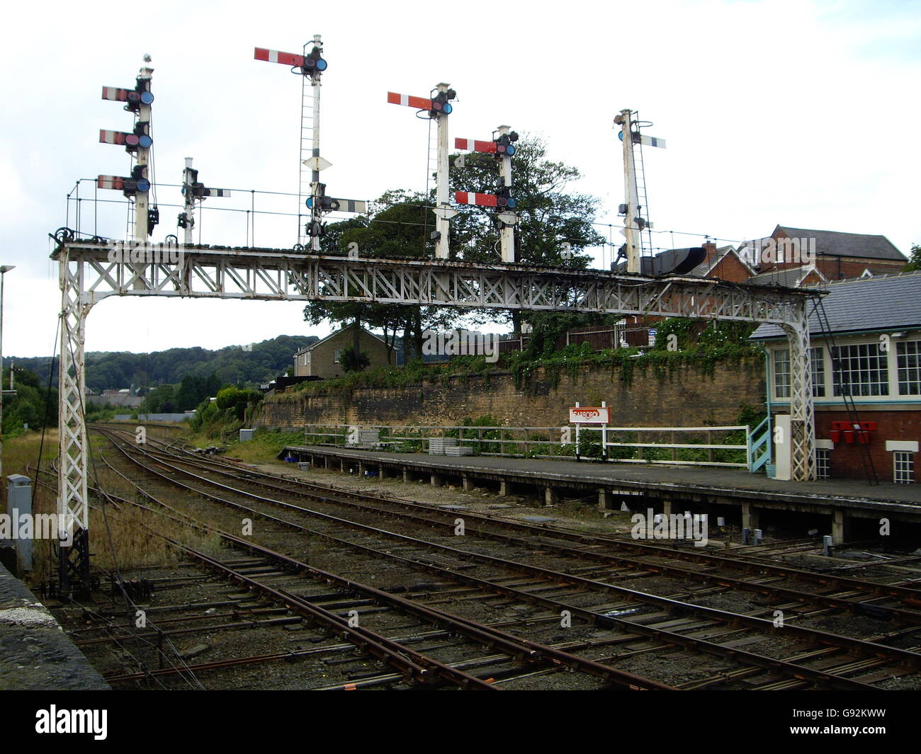 Falsgrave Signal Gantry Stock Photo - Alamy