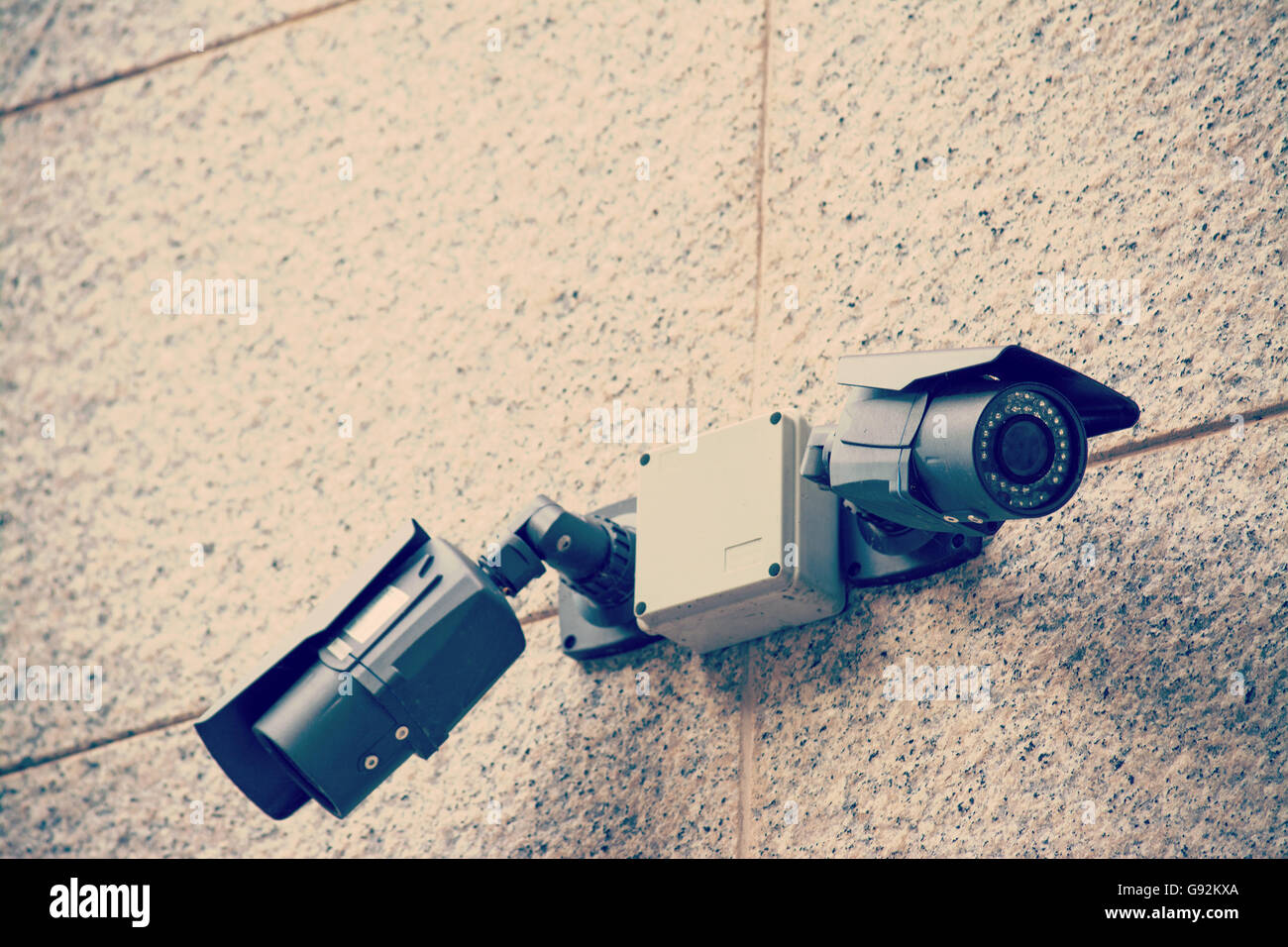 security cameras in vintage tone Stock Photo - Alamy