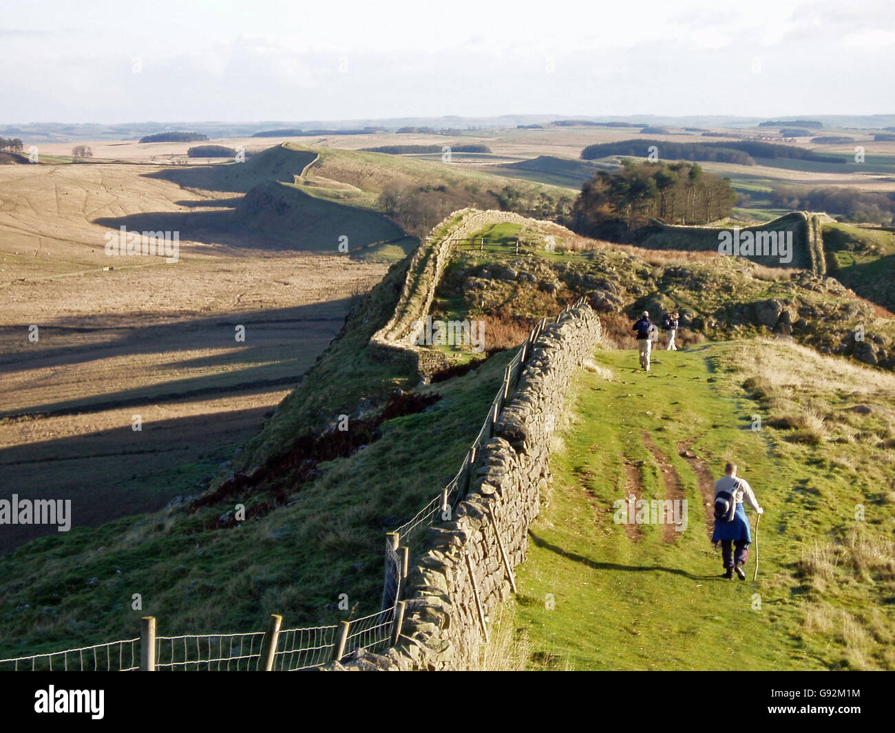 Cuddy's Crags approaching Housteads Roman Fort Stock Photo - Alamy