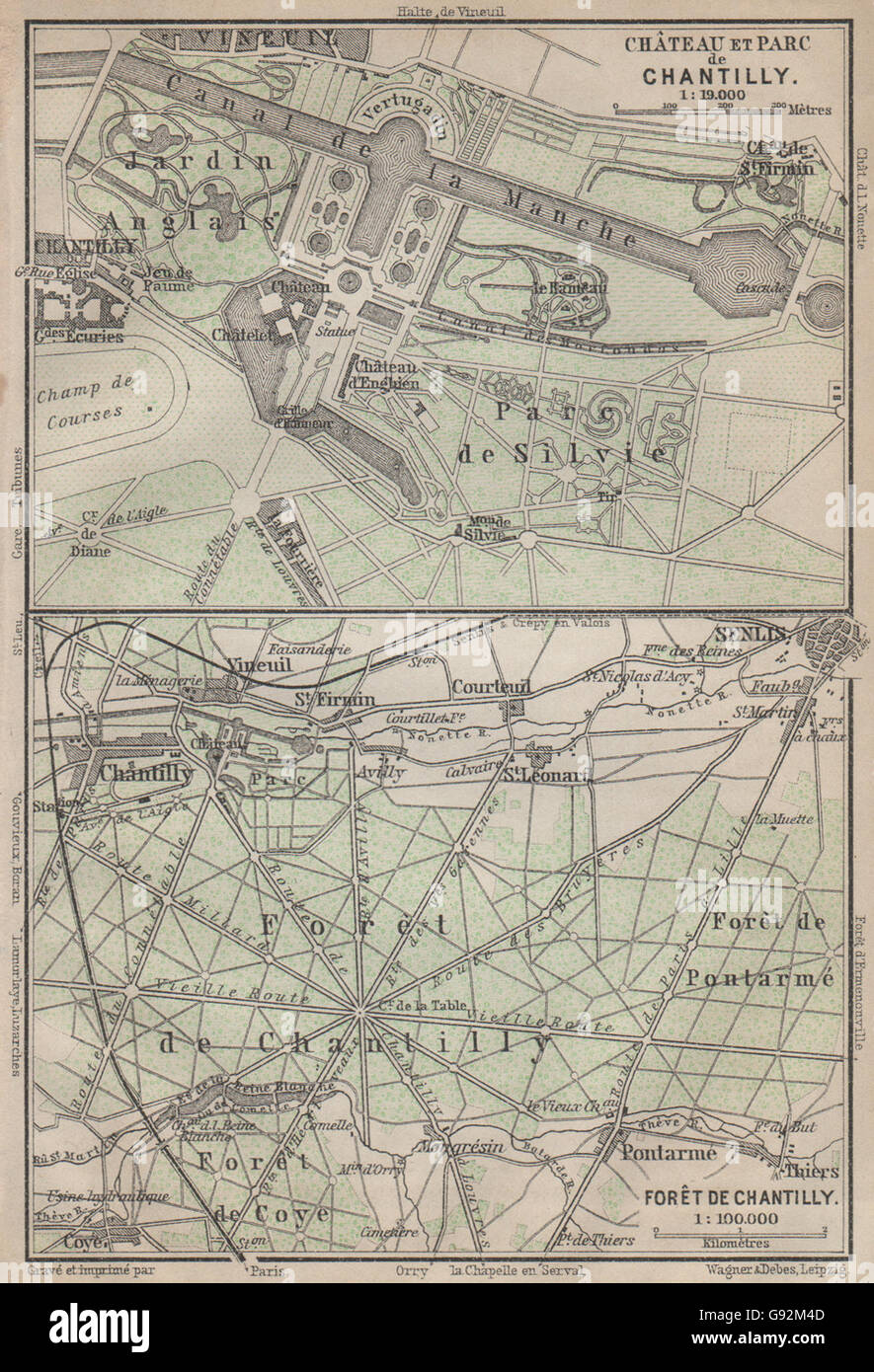 CHANTILLY. Château parc & forêt. Palace park forest. Oise carte, 1907 ...