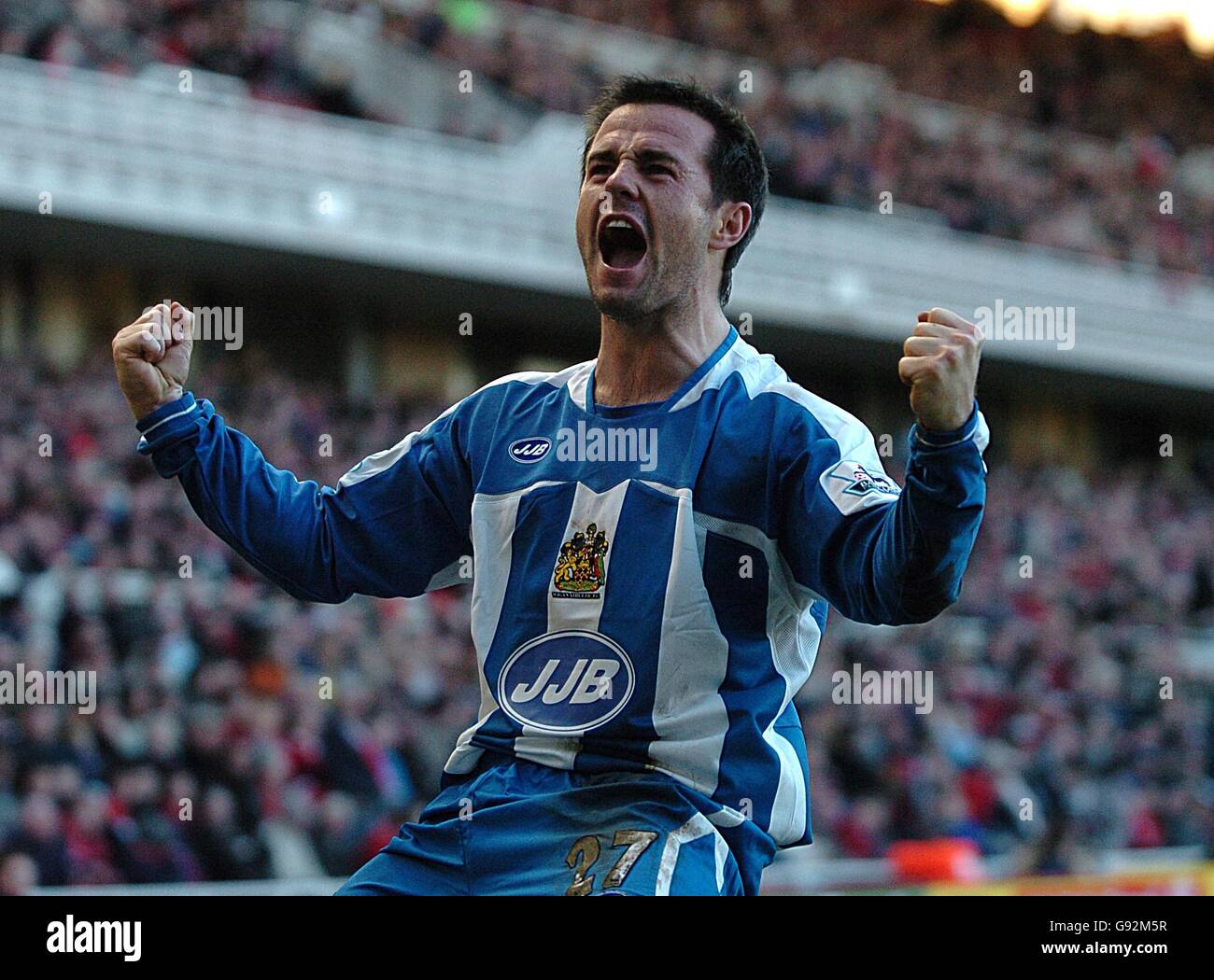 Wigan Athletic's David Thompson celebrates scoring the second goal of ...