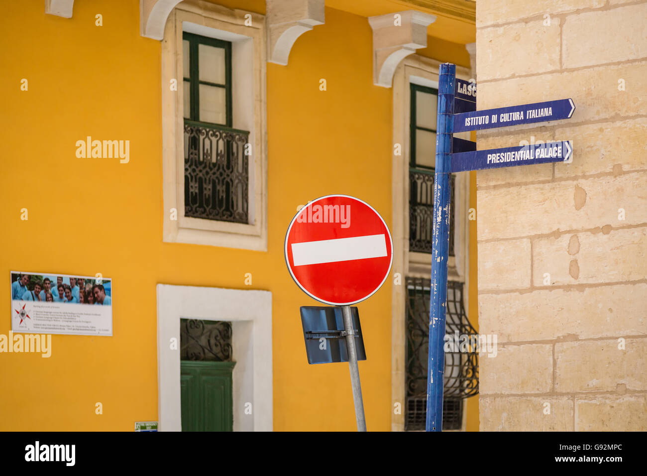 Detail traffic sign from the streets and alleys of Valletta, Malta ...