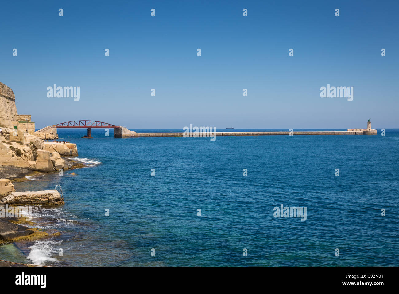 View of Breakwater Bridge in Valletta on the Malta island Stock Photo ...