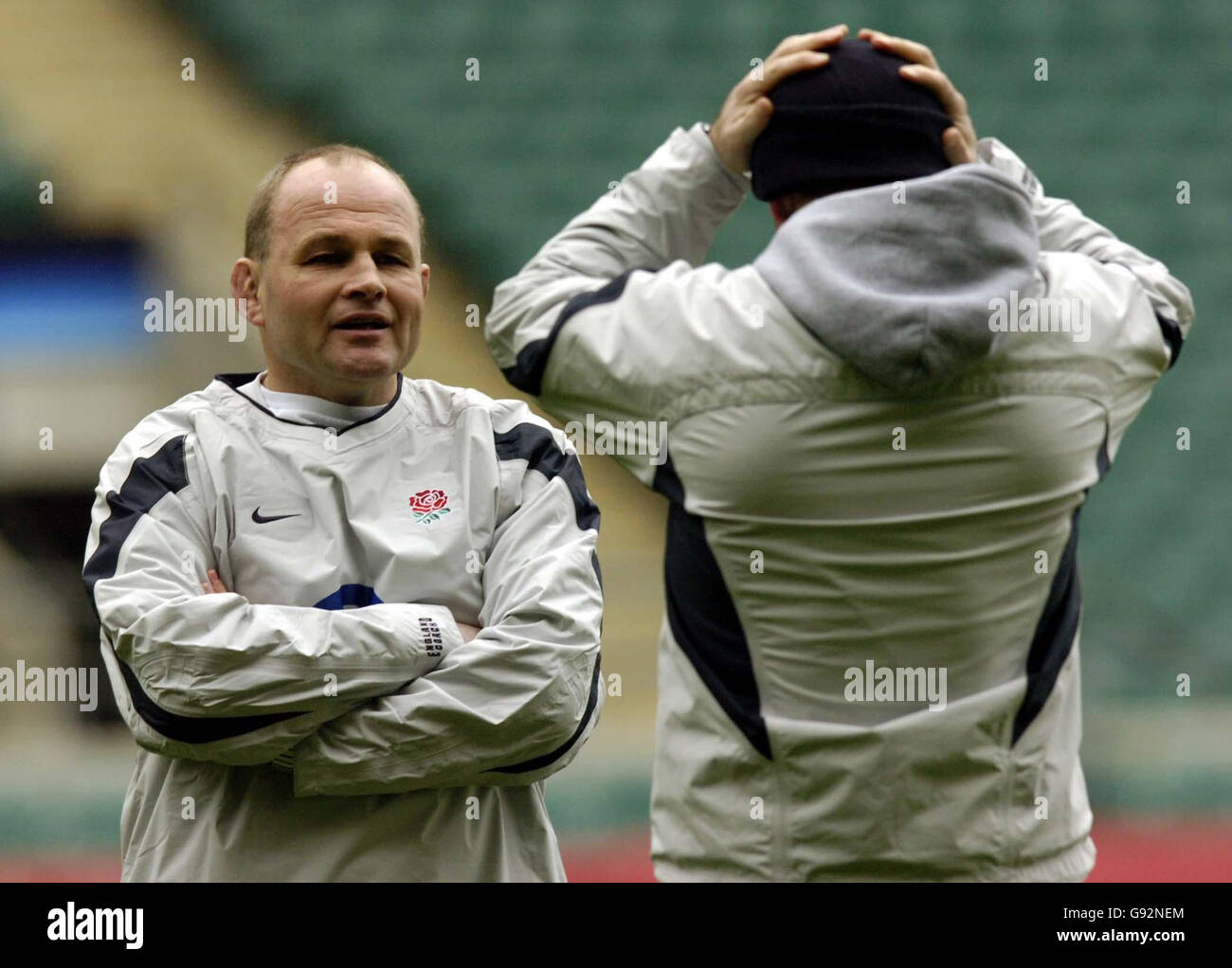 England coach andy robinson during a training session at twickenham hi ...