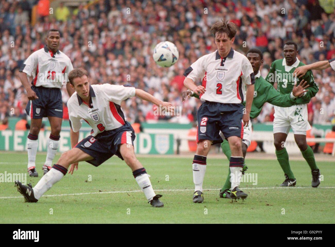 Gareth Southgate, England heads the ball away out of the defence Stock ...