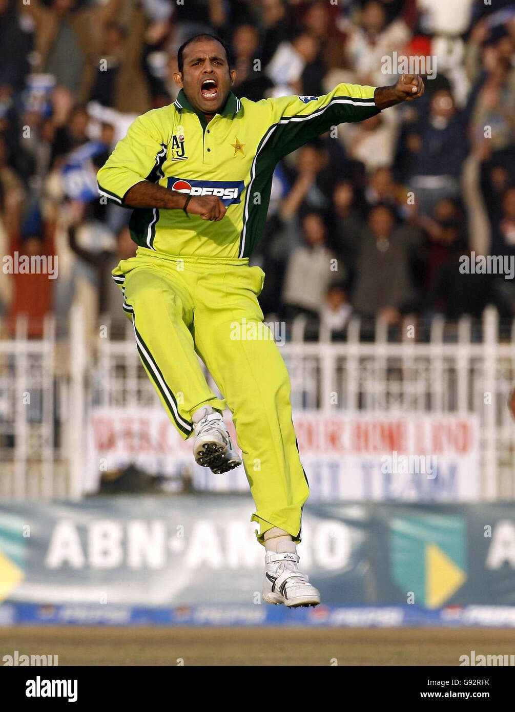 Pakistan's Rana Naved ul Hasan celebrates after dismissing England's ...