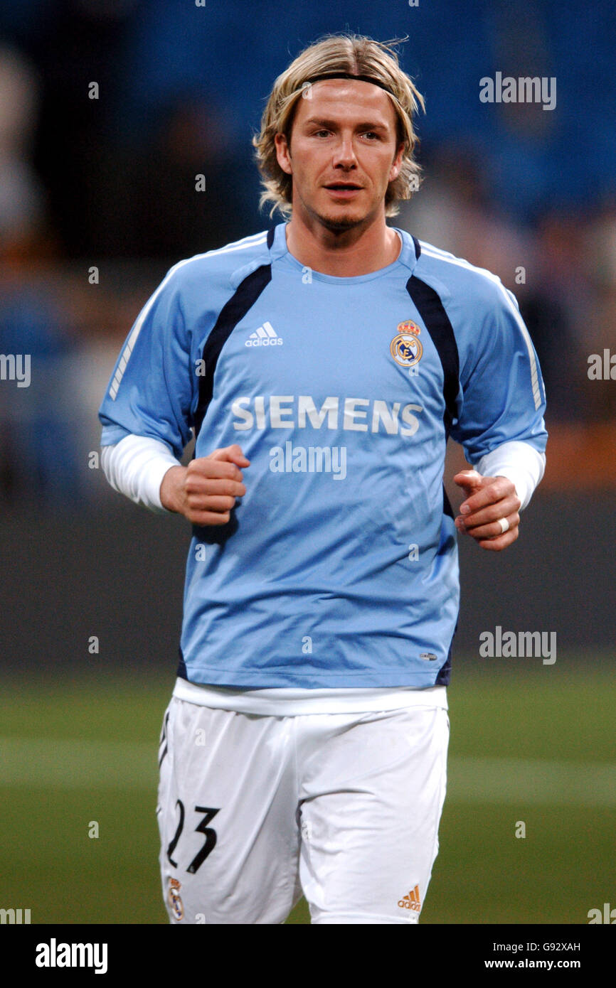 Real Madrid's David Beckham warms up prior to the game Stock Photo - Alamy