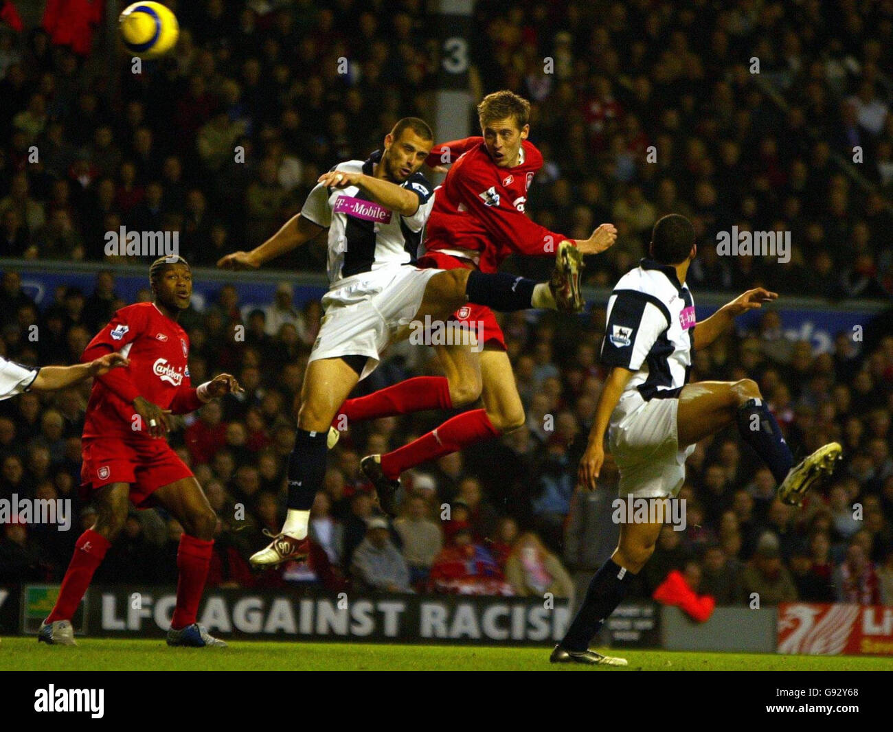 Liverpool's Peter Crouch scores his goal during the Barclays ...