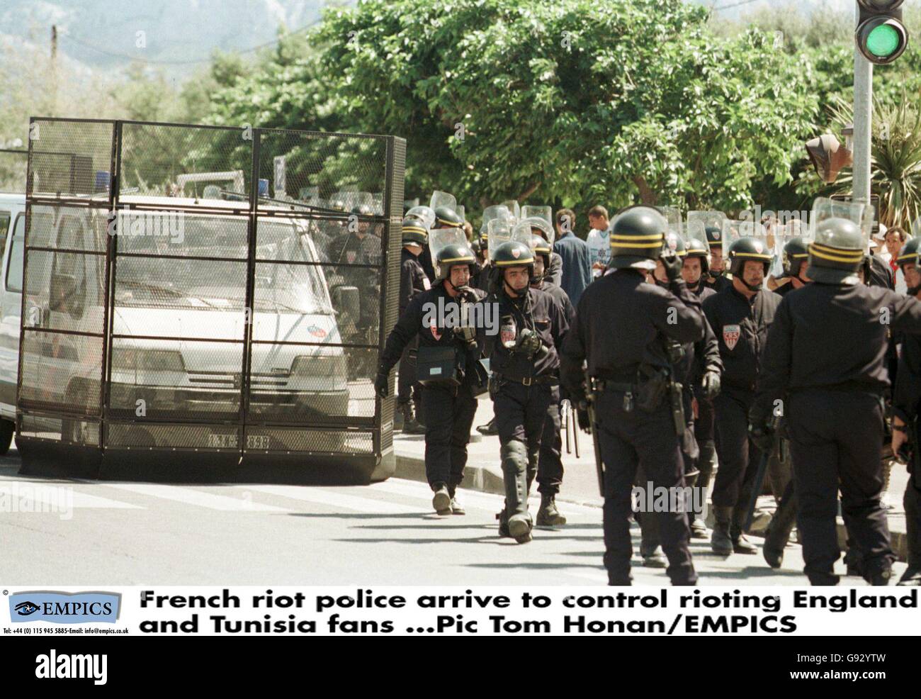 French riot police arrive to control rioting england tunisia fans hi ...