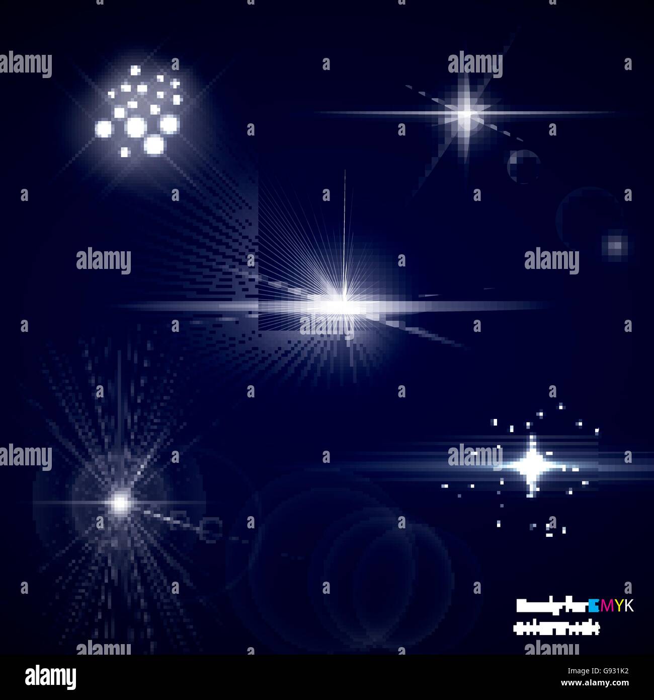 Set of transparent stars and sparkles elements ready for any background ...