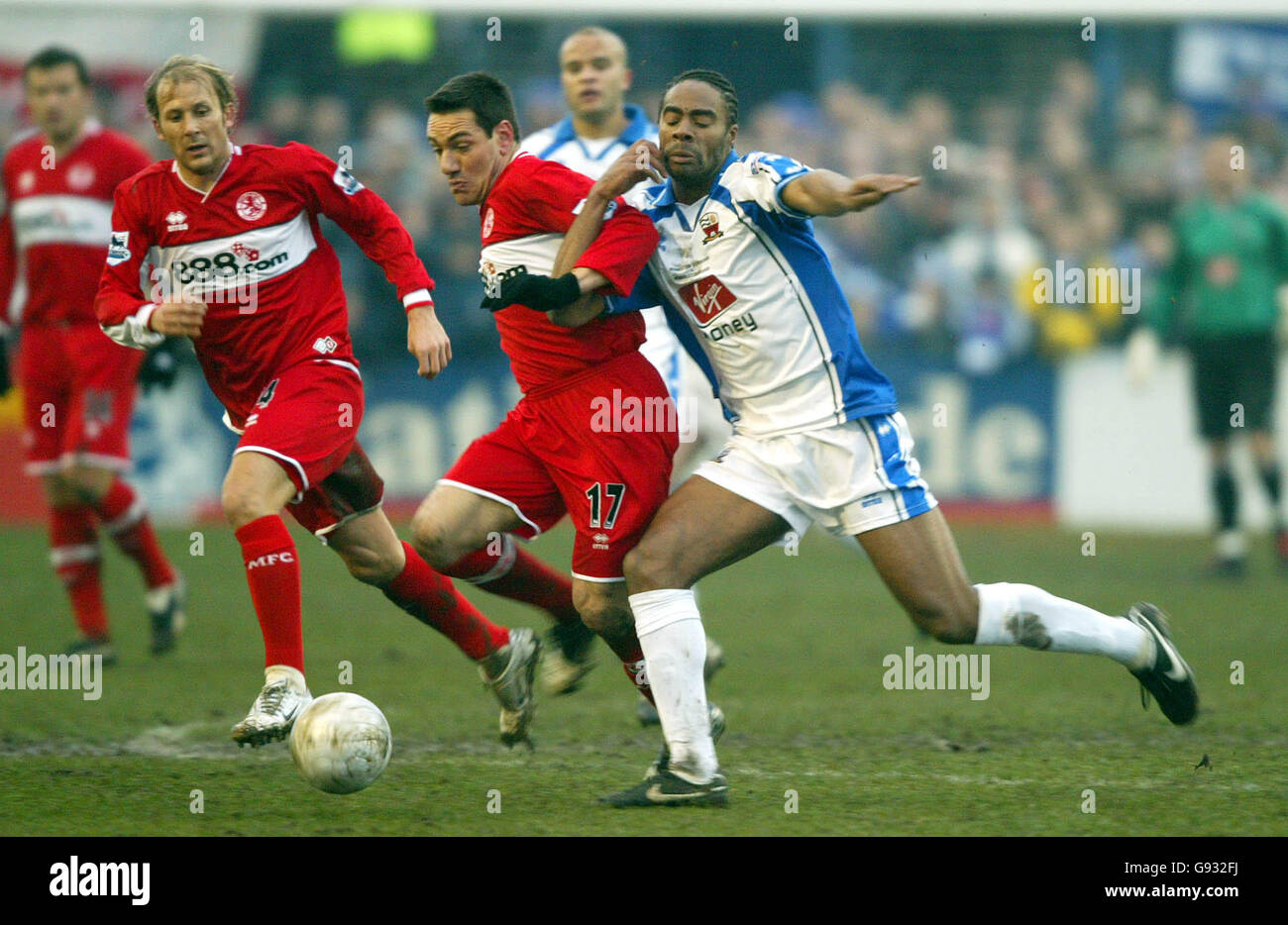 Nuneaton Borough's Brian Quailey and Middlesbrough's Doriva Stock Photo ...