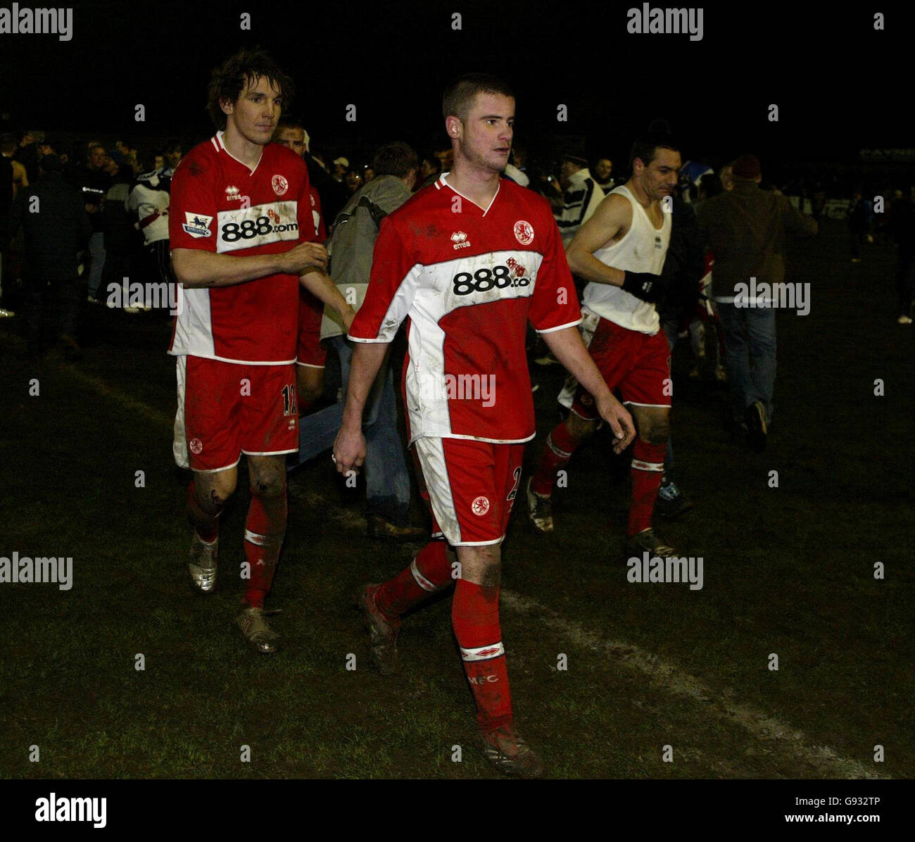 Middlesbrough's Matthew Bates (centre), Emanuel Pogatetz (left) and ...