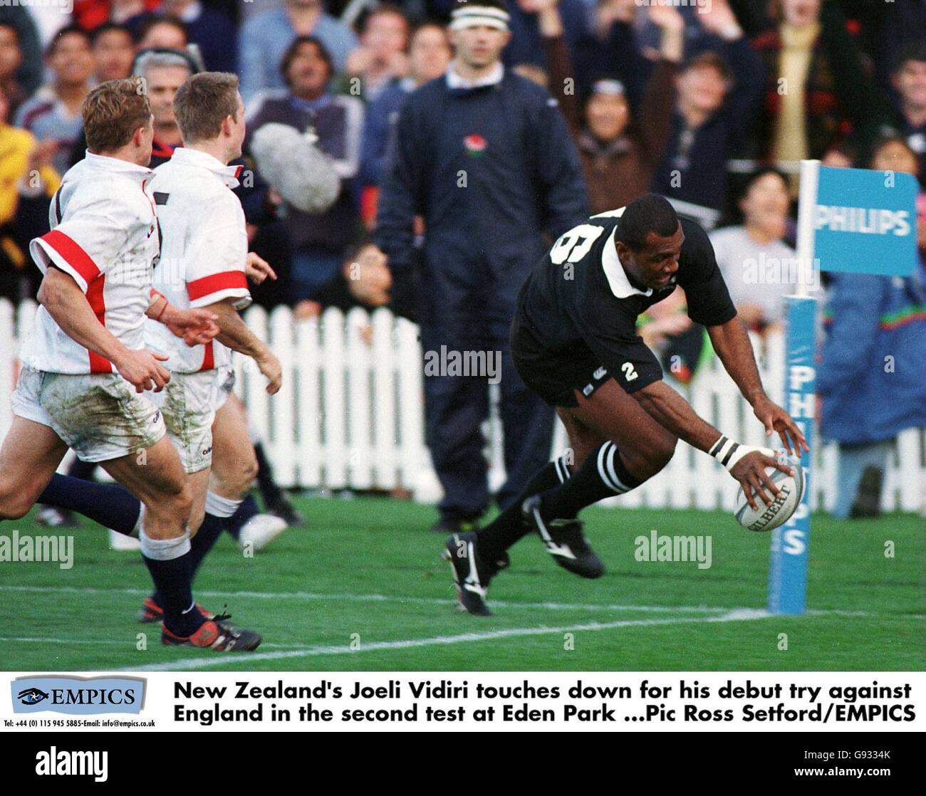 New Zealand's Joeli Vidiri (right) touches down for his debut try Stock ...