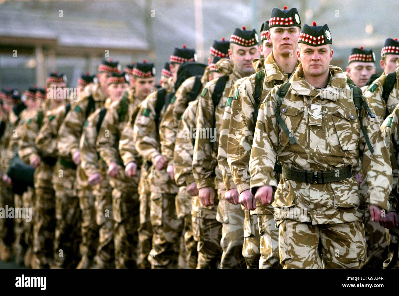 Members from the 1st Battalion of The Royal Scots set off from Dreghorn ...