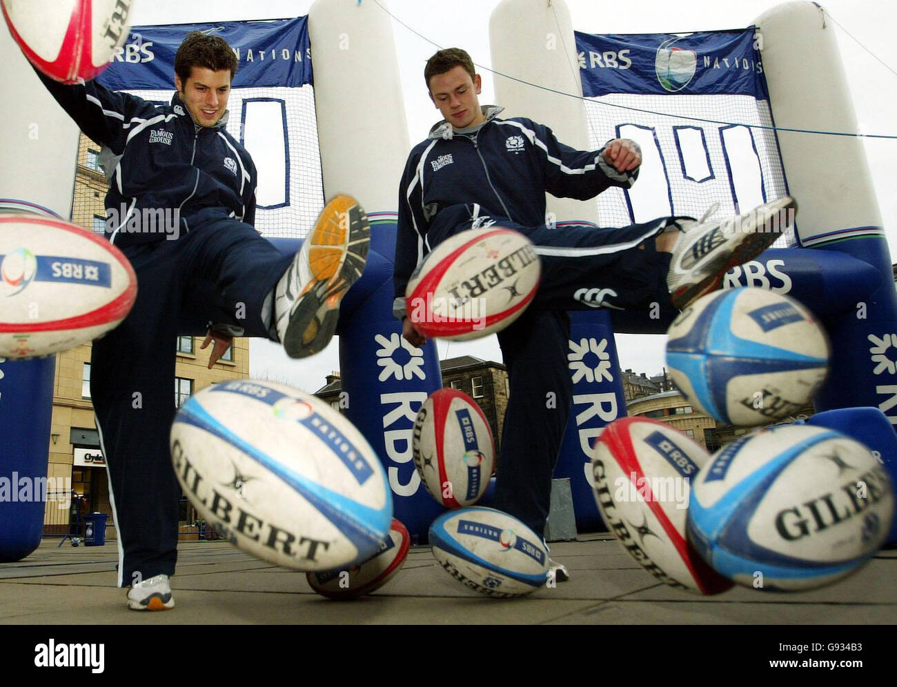Scotland's Hugo Southwell (L) and Nick Deluca test their skills at ...