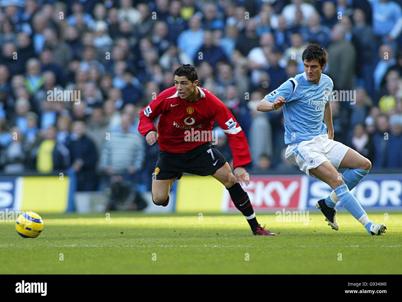 Manchester City's Stephen Jordan and Manchester United's Cristiano ...