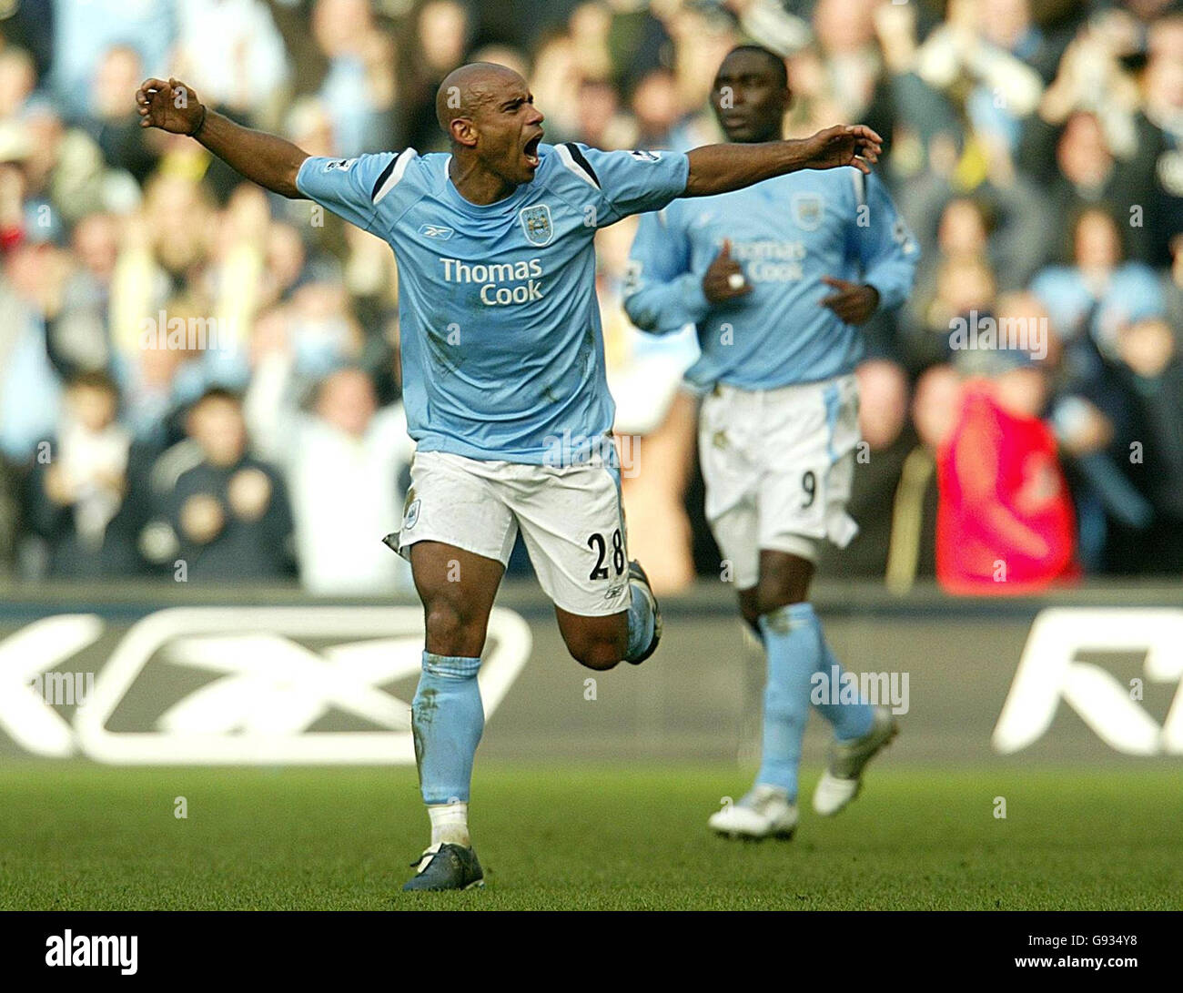 Manchester City's Trevor Sinclair celebrates his goal during the ...