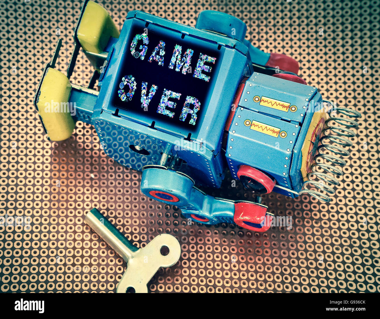 robot toy GAME OVER sine Stock Photo - Alamy