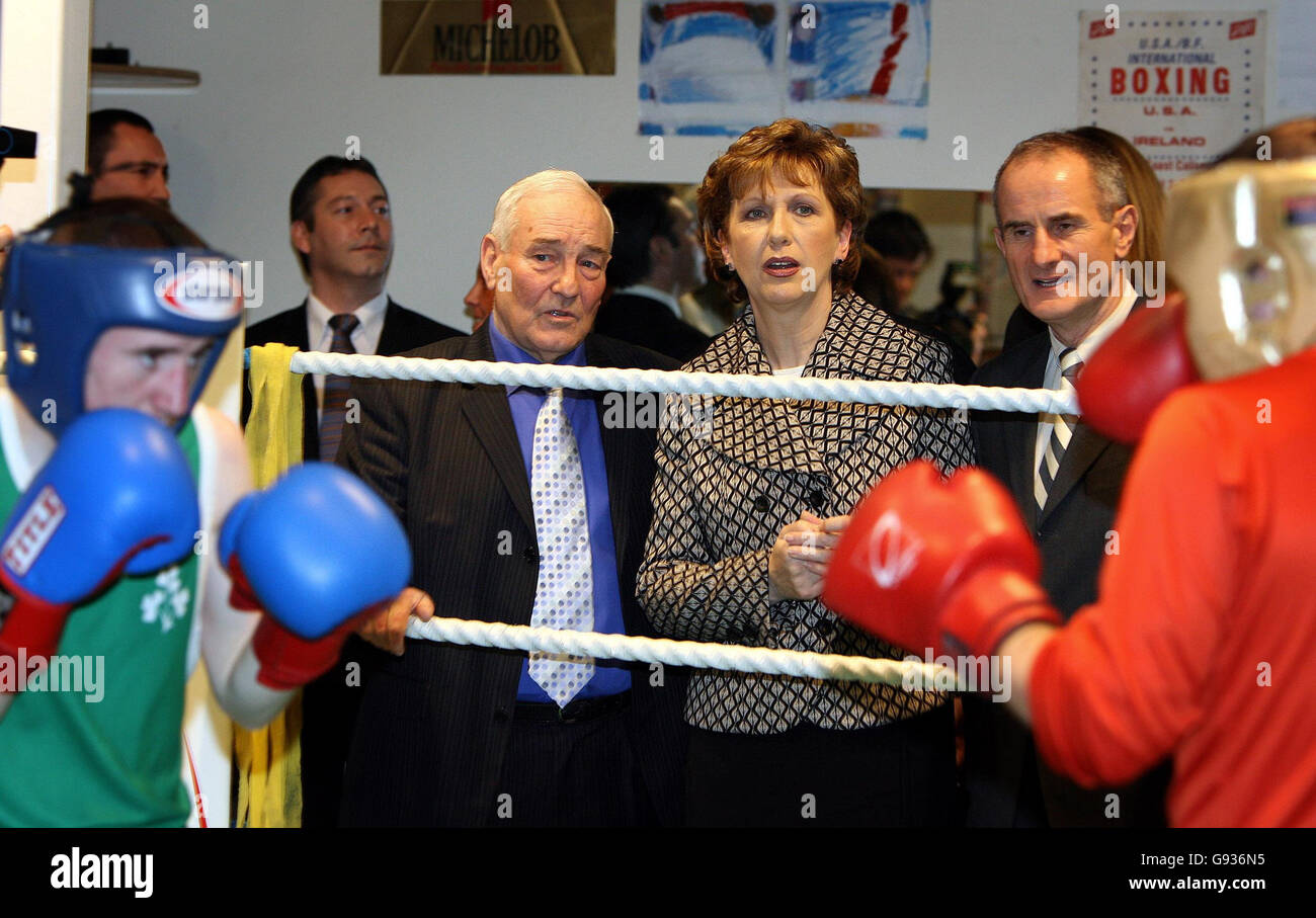 Irish President Mary McAleese (centre) and her husband Martin talk to ...