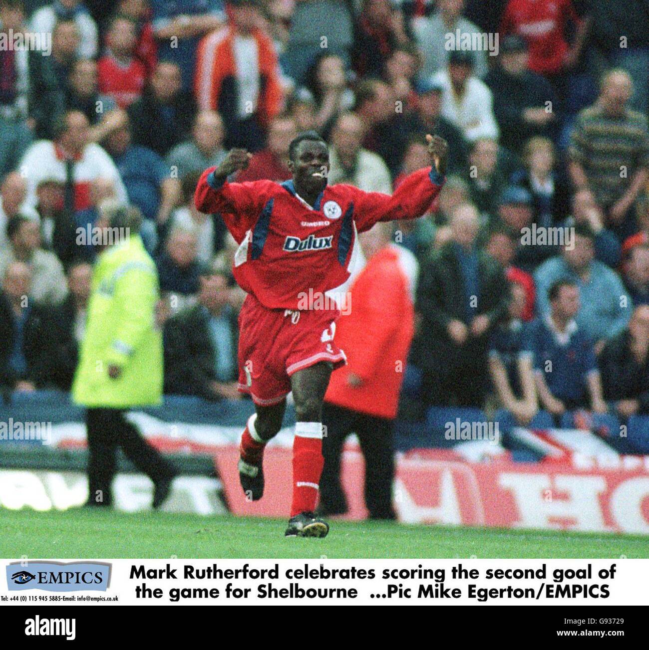 Shelbourne's Mark Rutherford celebrates scoring their second goal of ...