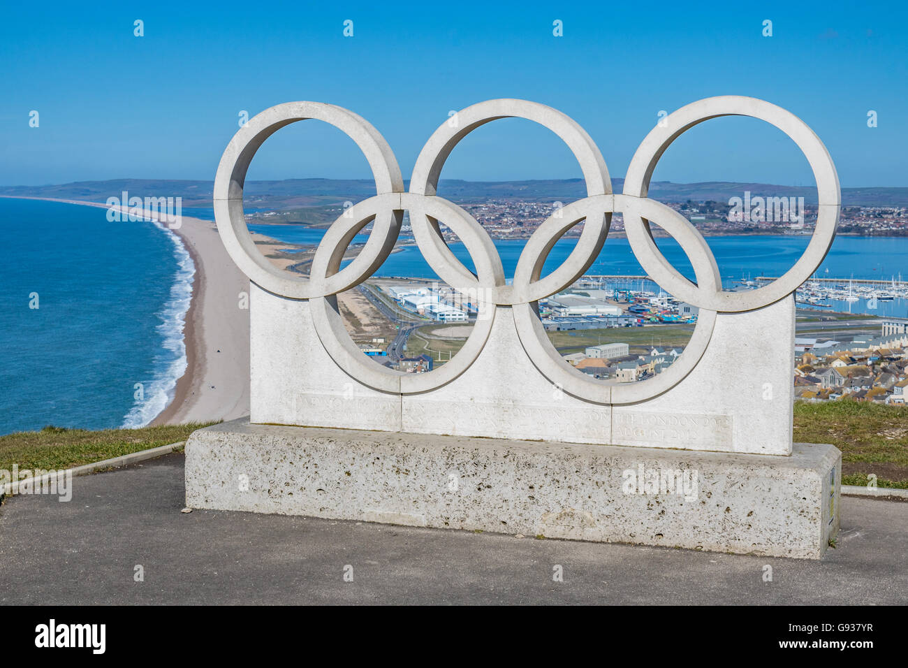 England Dorset Weymouth Portland Olympic rings Stock Photo - Alamy