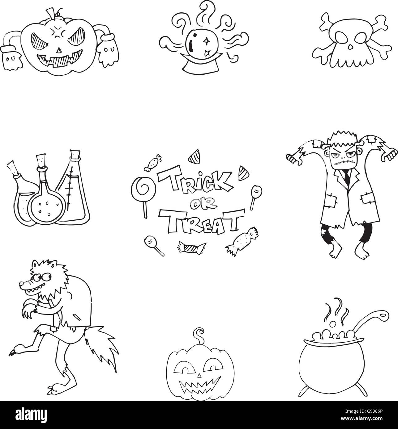 Doodle of Halloween monster and element Stock Vector Image & Art - Alamy