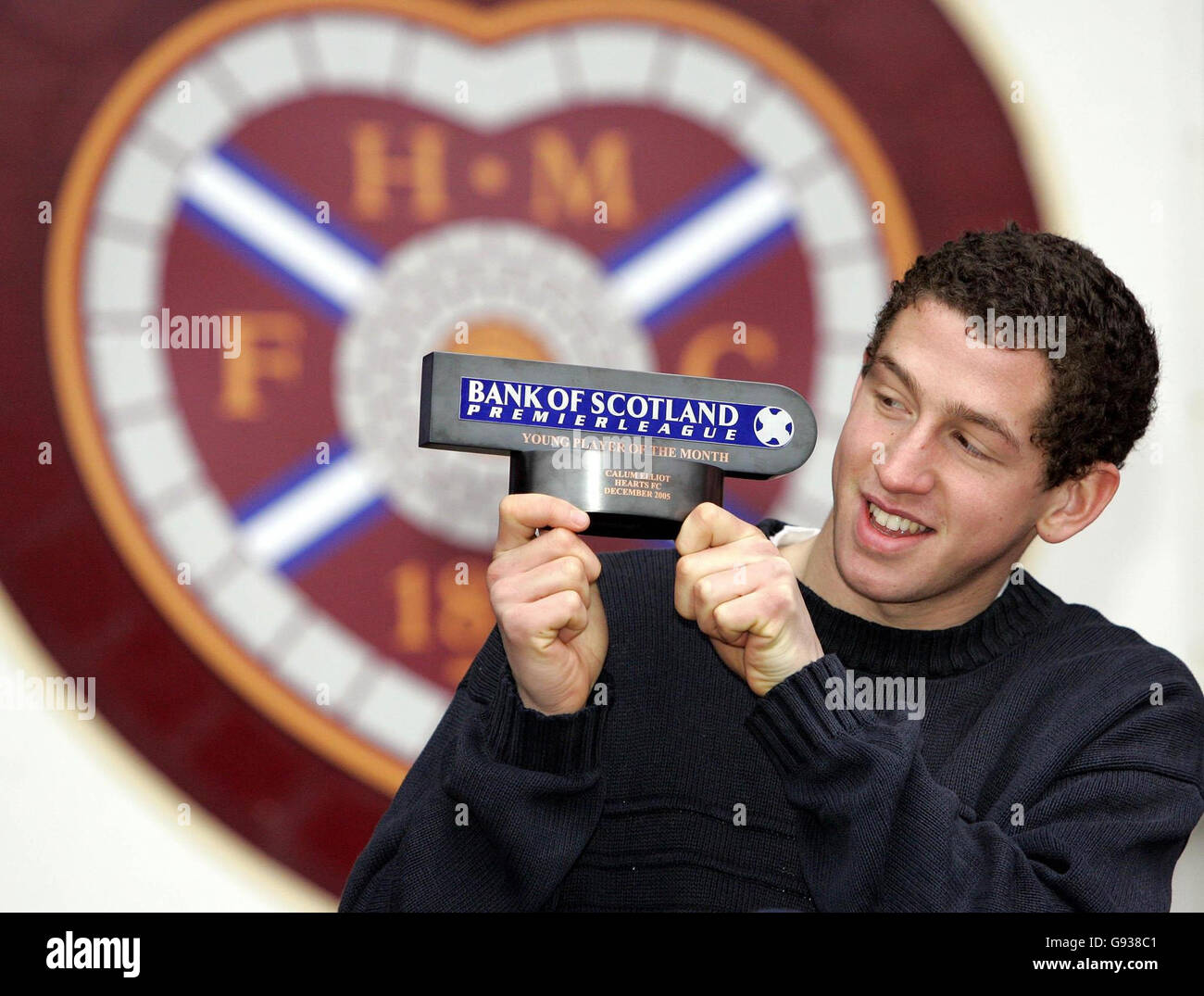 Hearts' Callum Elliott receives the Bank of Scotland Premier League ...