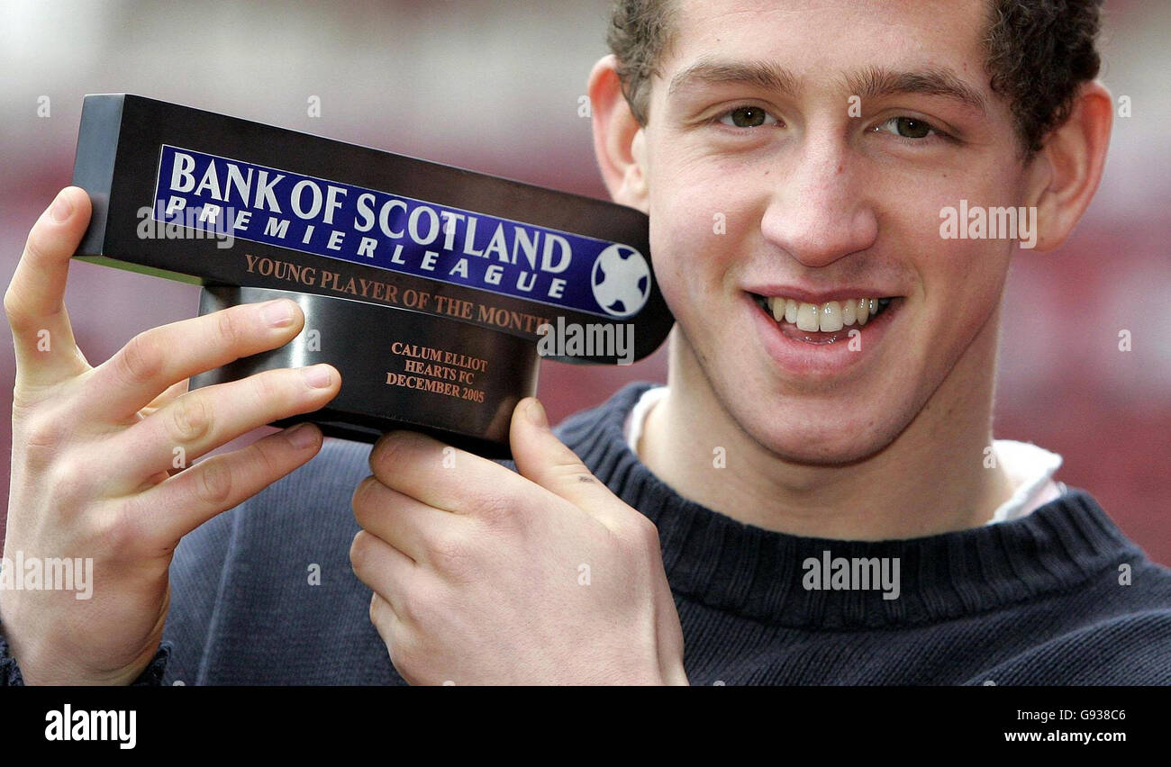 Hearts' Callum Elliott receives the Bank of Scotland Premier League ...