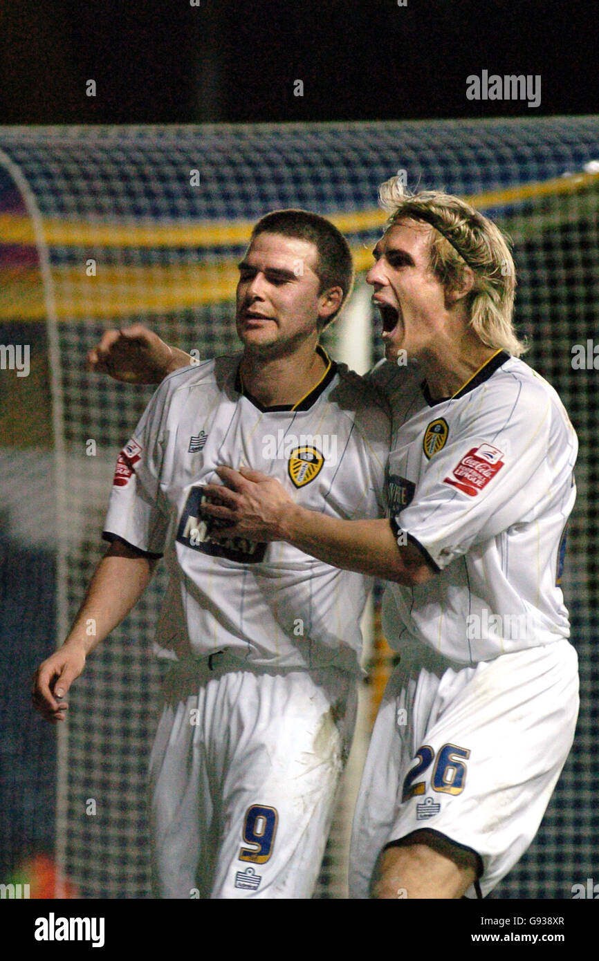 Leeds United's David Healy celebrates with Matthew Kilgallon after ...