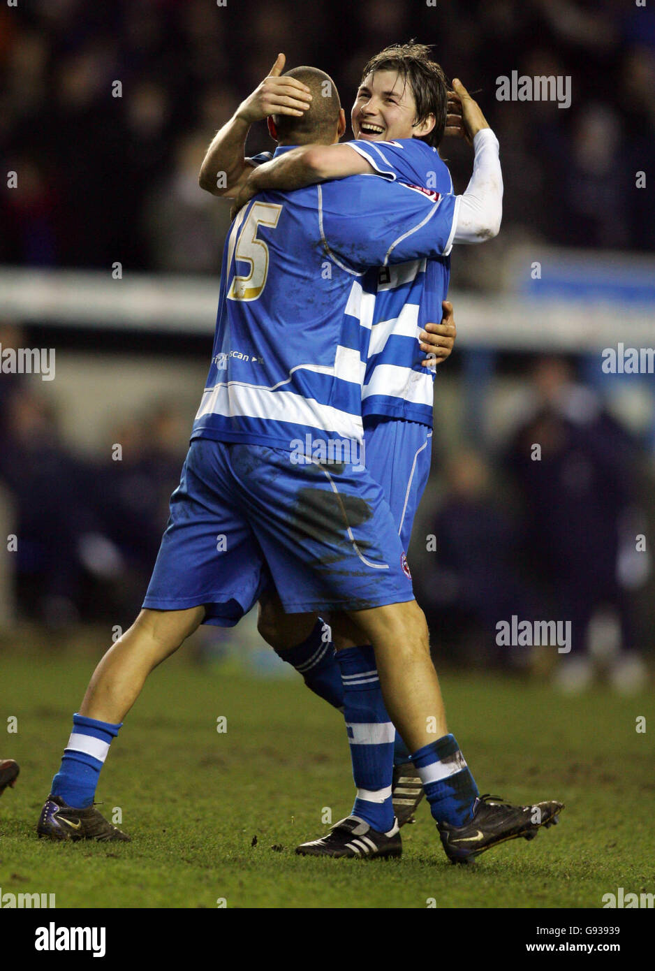 Reading's James Harper and John Oster celebrate victory at the end of ...