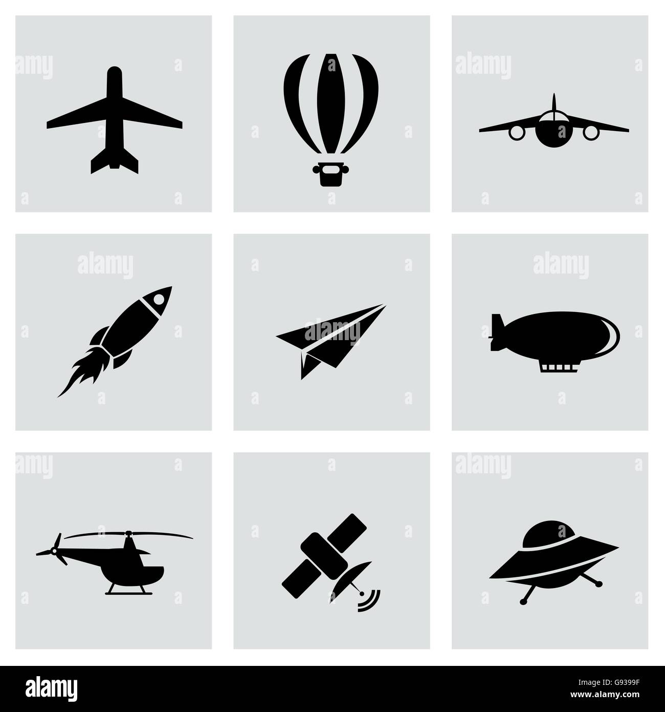Vector black airplane icon set Stock Vector Image & Art - Alamy