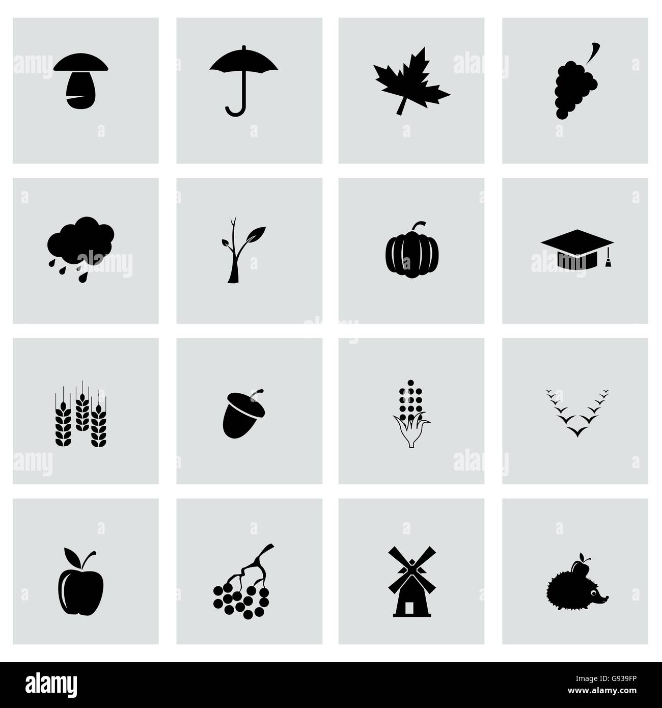 Vector black autumn icon set Stock Vector Image & Art - Alamy