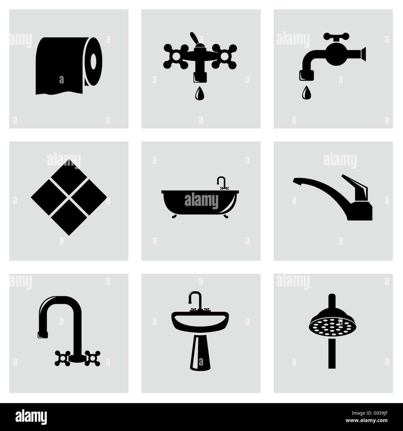 Vector black bathroom icon set Stock Vector Image & Art - Alamy