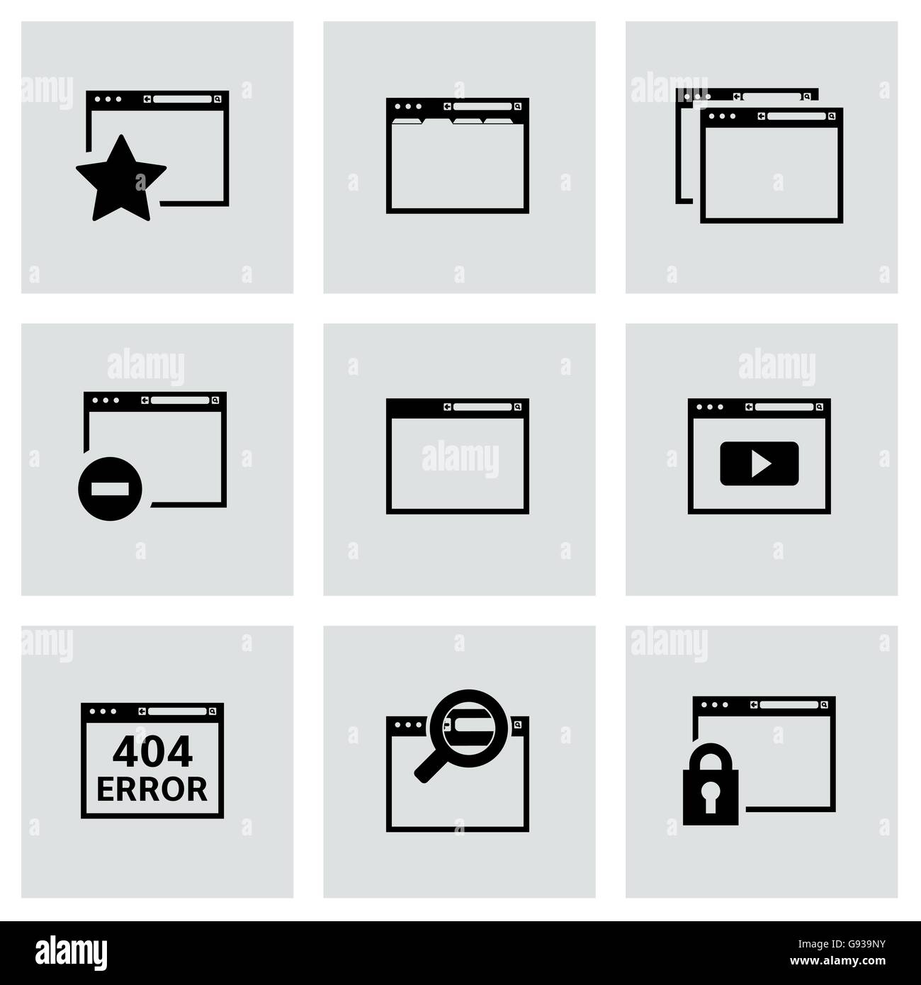 Vector black browser icon set Stock Vector Image & Art - Alamy