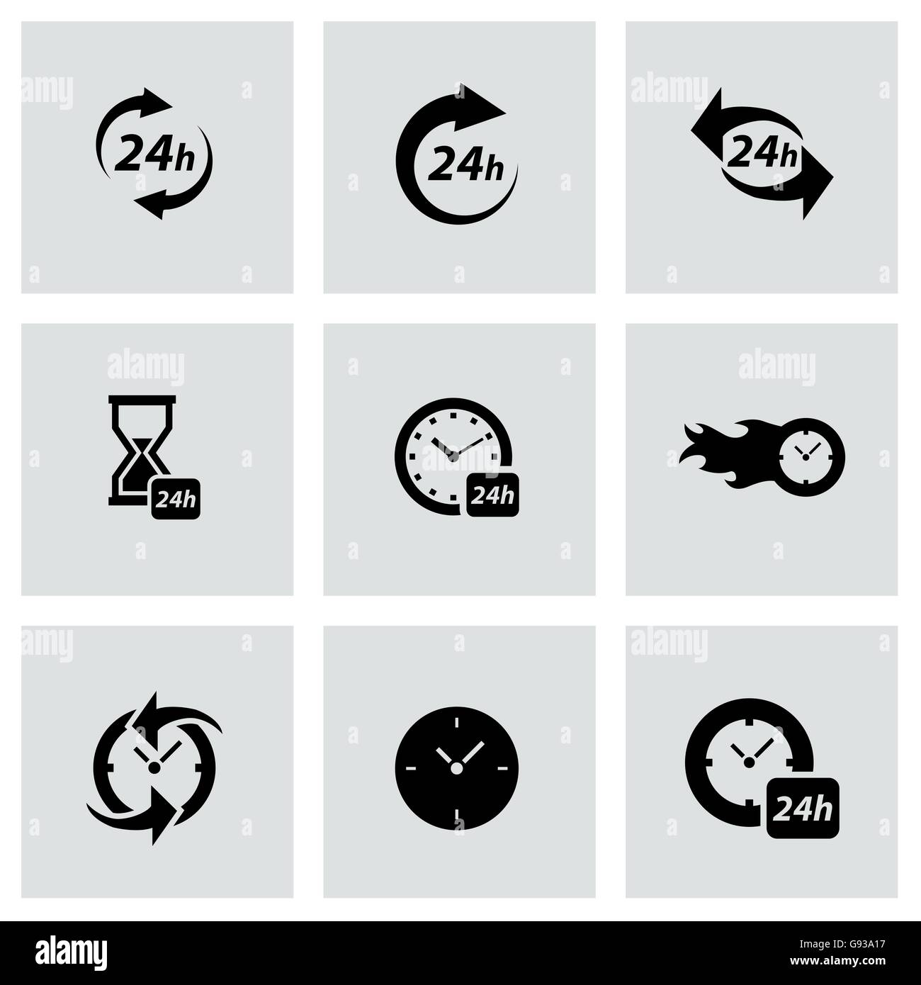 Vector Black Clock Icon Set Stock Vector Image And Art Alamy