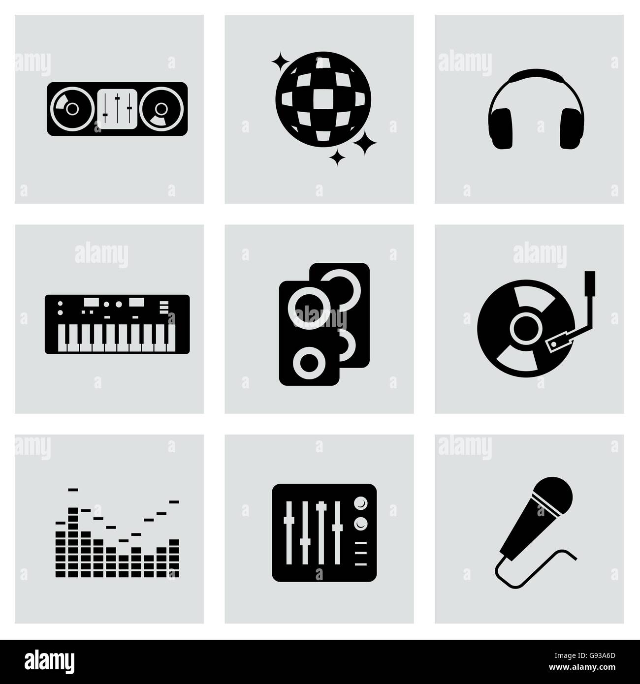 Vector black dj icon set Stock Vector Image & Art - Alamy